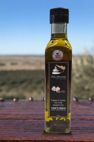 Olive Oil infused with Pepper & Garlic – Fedra Olive Grove
